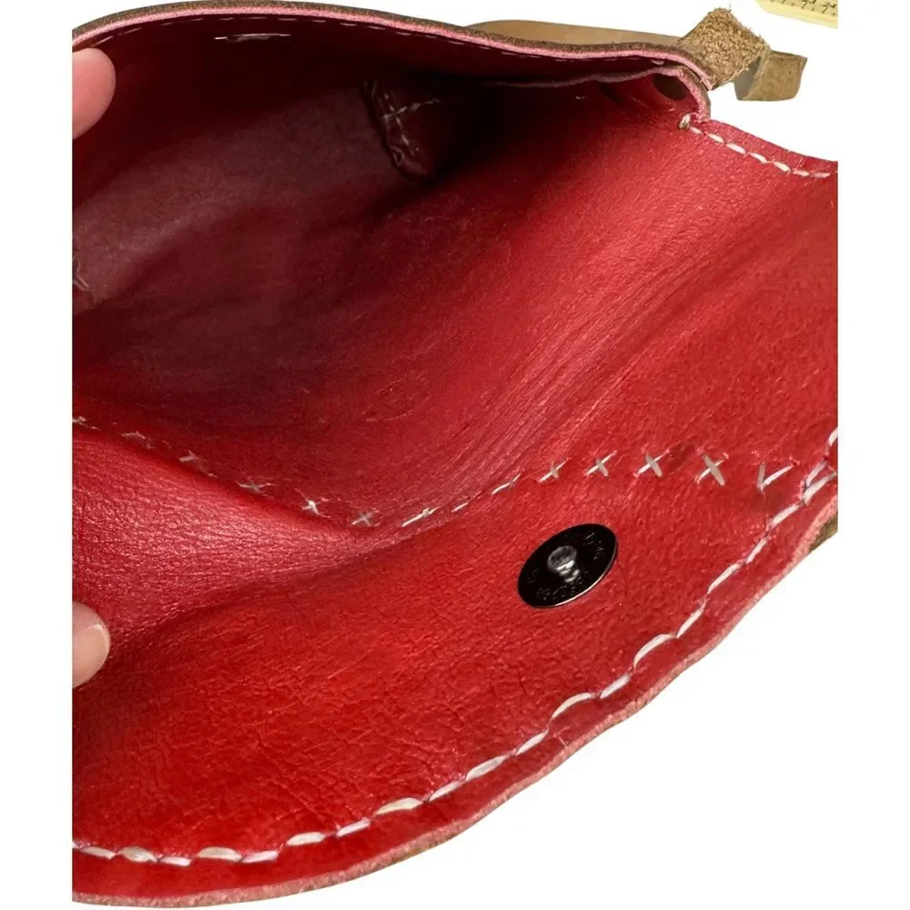 Bags | Handmade Crossbody Bag Brown Red Leather Hand Stitch Western ...